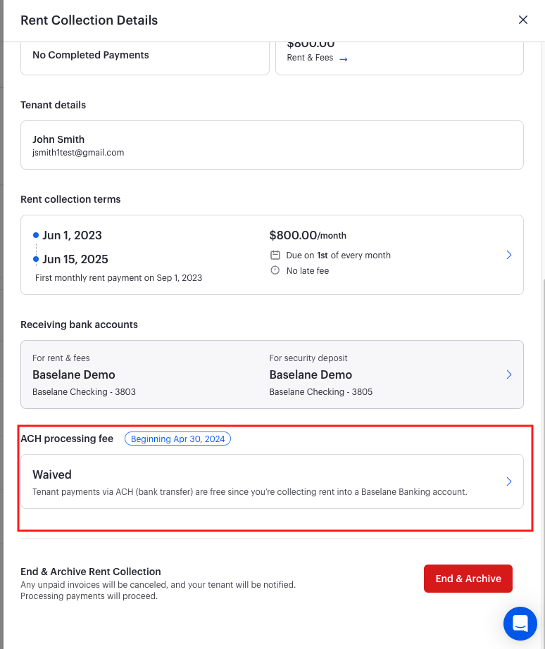 How do ACH fees for rent collection work? – Baselane