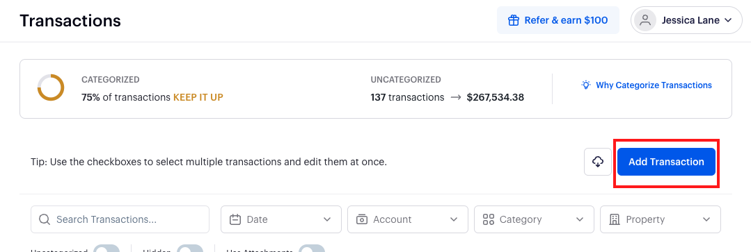 How do I manually add a transaction? – Baselane