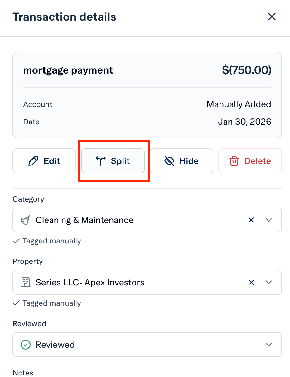 How do I split a transaction? – Baselane